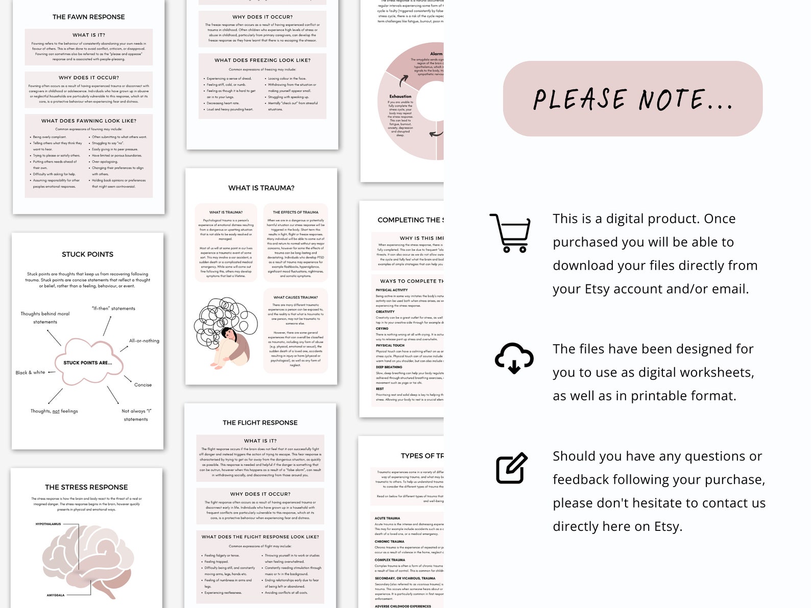 Trauma & PTSD Handouts: Stress Response, Fight Flight Freeze Fawn - Etsy