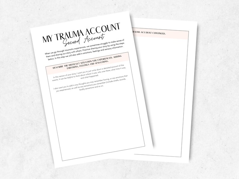 CPT Trauma Account & Stuck Points Bundle Trauma Worksheets Trauma ...