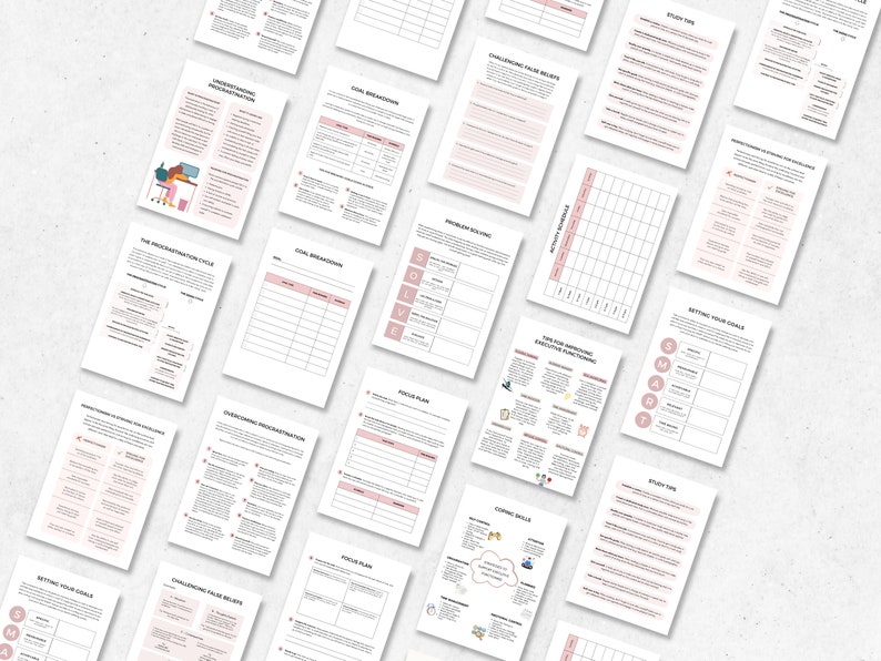 Overcoming Procrastination Worksheet Bundle, Coping Skills for Adults ...