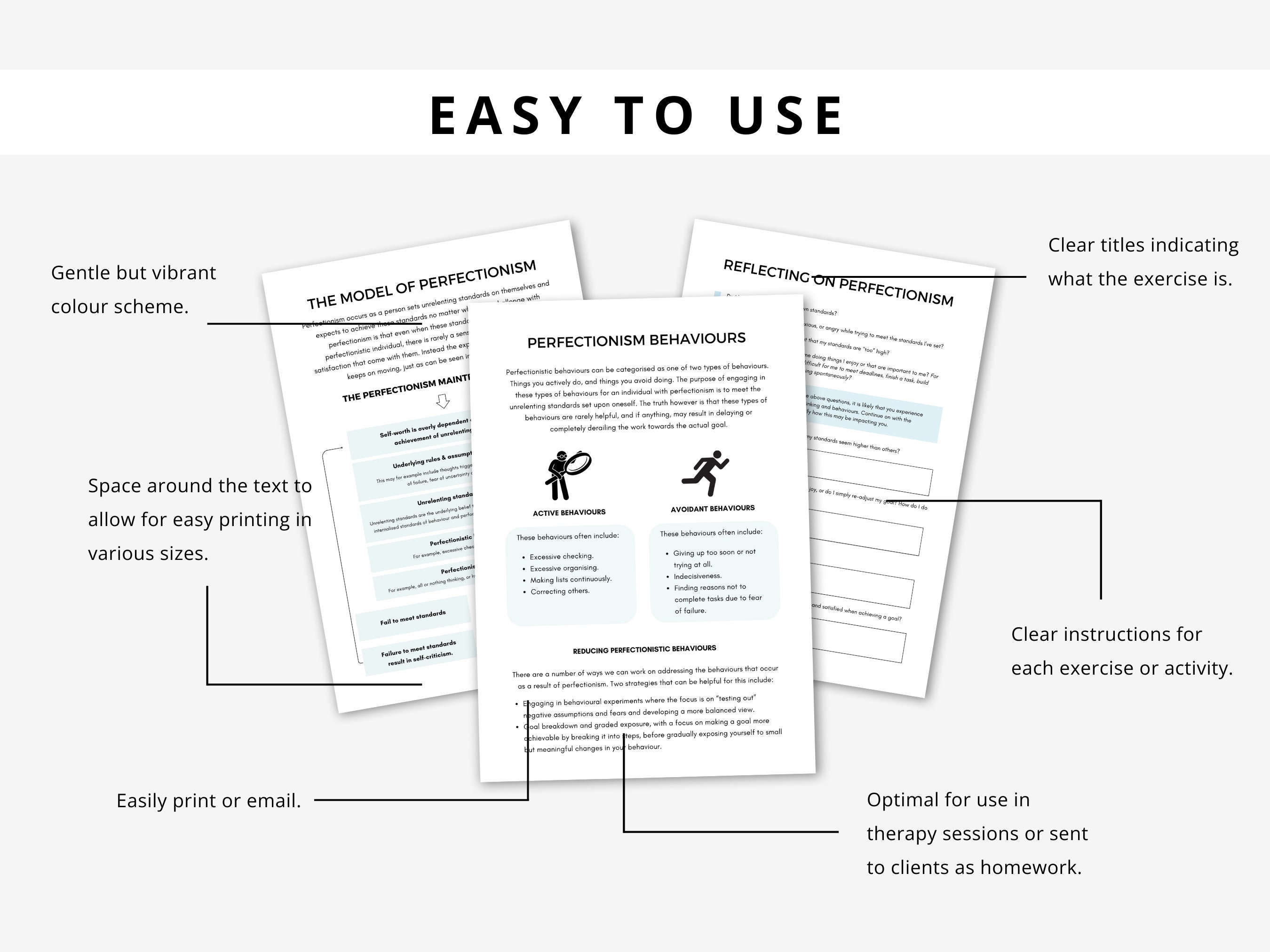 Addressing Perfectionism Worksheet Bundle for Identifying Unhelpful ...