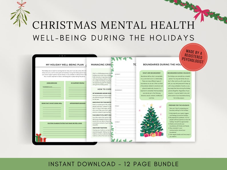 Christmas Mental Health Planner: Holiday Self-care Bundle (digital ...