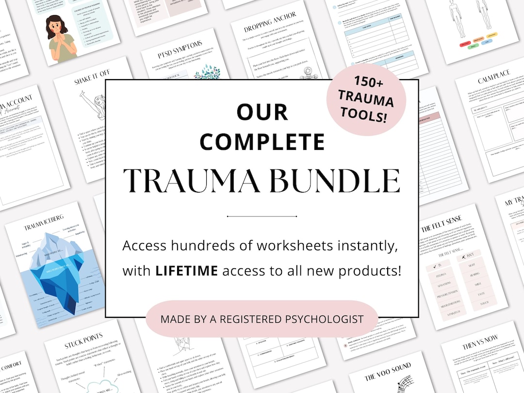 Trauma Worksheets Complete Bundle: PTSD Therapist Resource for Adults ...