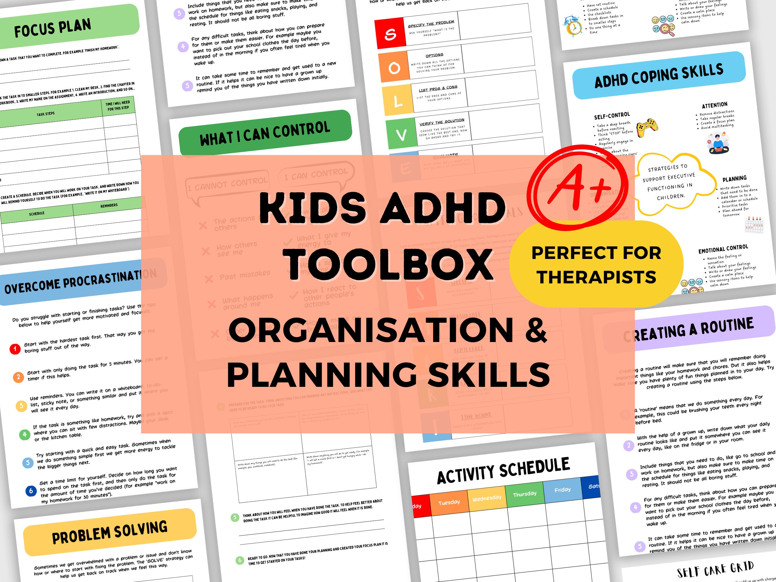 Kids ADHD Toolbox Bundle | ADHD for Kids Planner Worksheets | Children ...