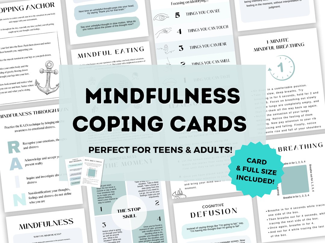 Mindfulness Cards Bundle | Coping Skill Cards | Grounding Techniques ...