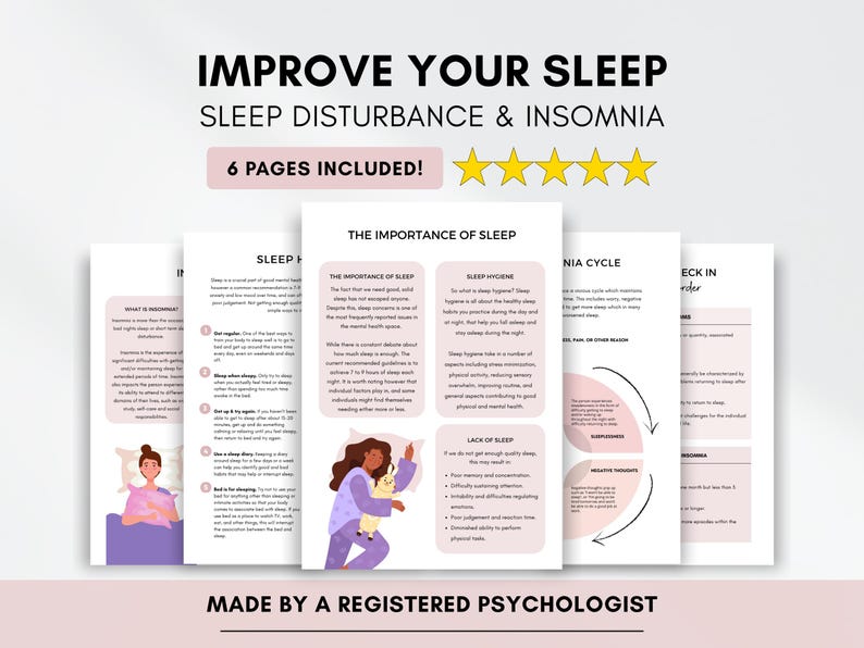 Sleep Hygiene & Insomnia Therapy Handout for Adults and Teens (PDF ...