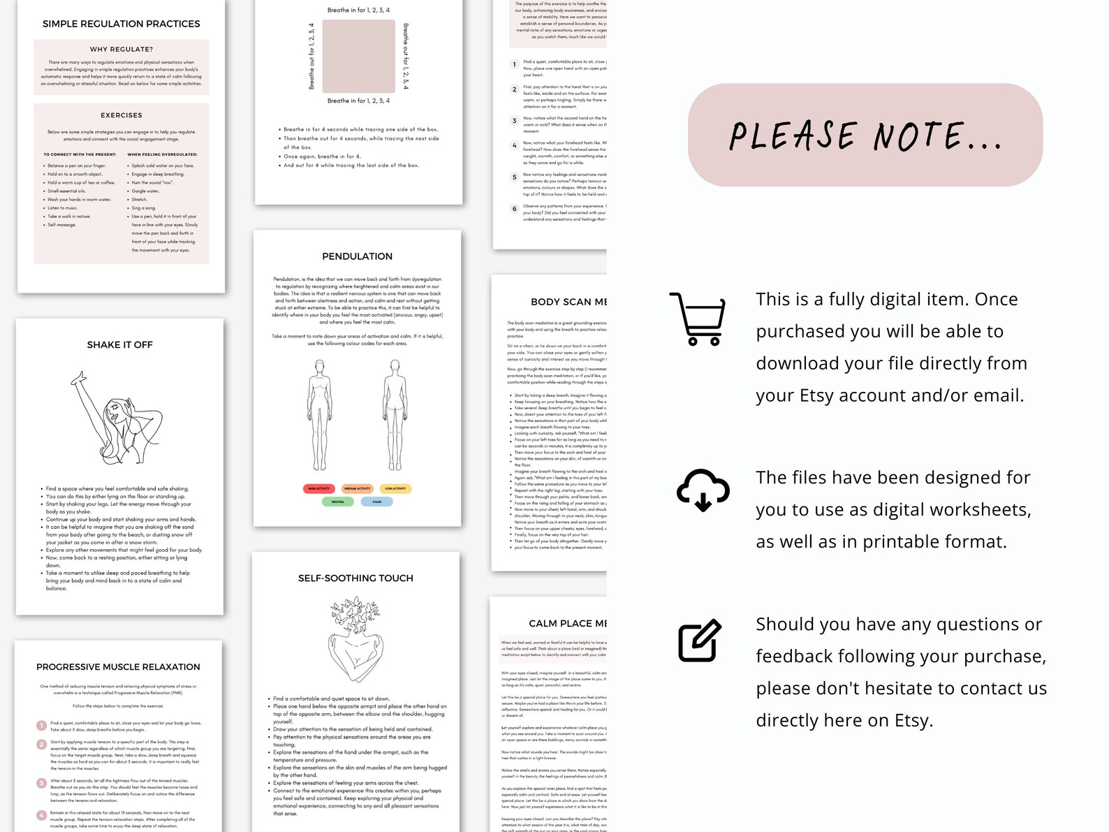 Somatic Therapy Worksheets: Coping Skills & Grounding Techniques (PDF ...