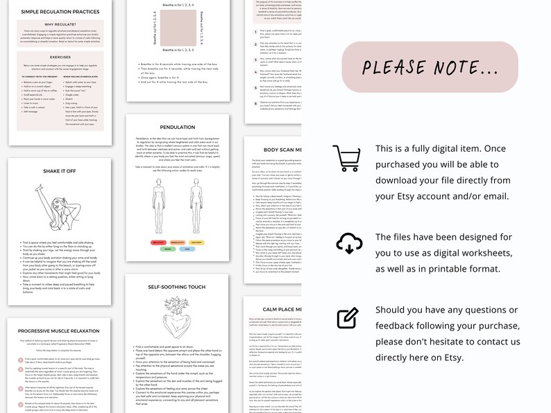 Somatic Therapy Worksheets: Coping Skills & Grounding Techniques (PDF ...