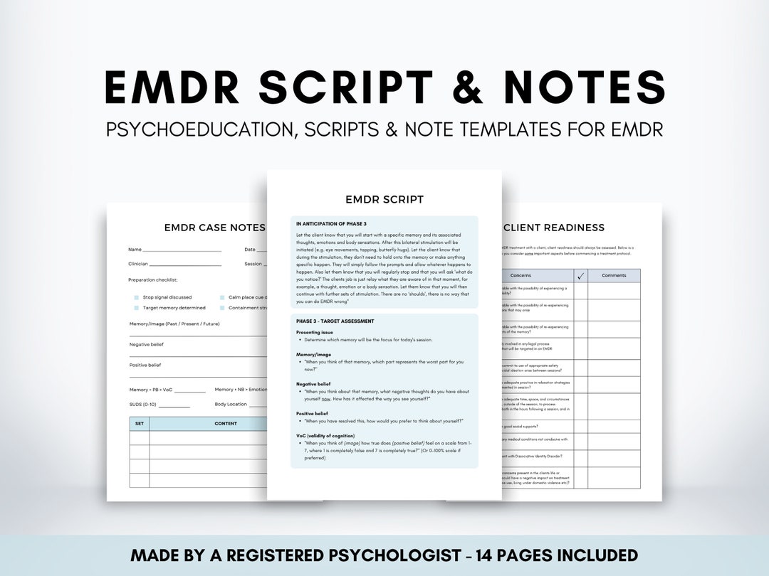 EMDR Script and Notes Bundle: Therapist Trauma Therapy Worksheets ...
