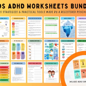 ADHD Worksheets Mega Bundle for Kids | ADHD Planner Printable Workbook ...