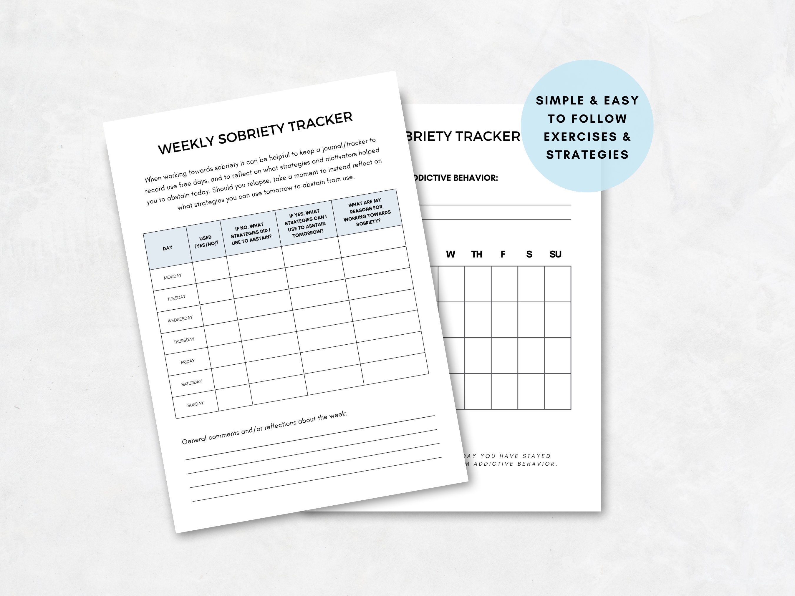Sobriety Tracker Worksheets for Overcoming Addiction & Relapse - Etsy