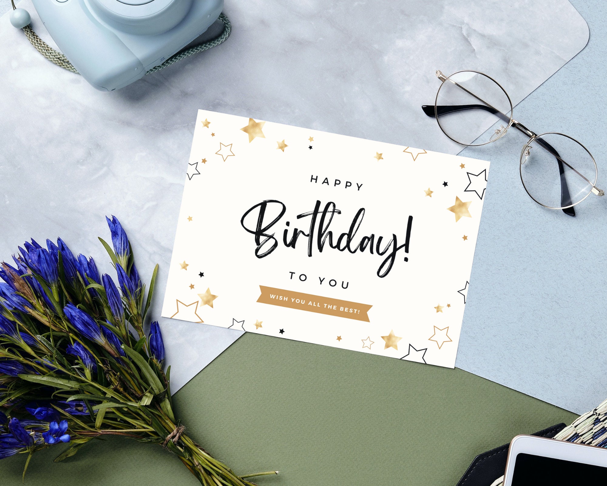 Editable Happy Birthday Greeting Card, Printable Cards, - Etsy