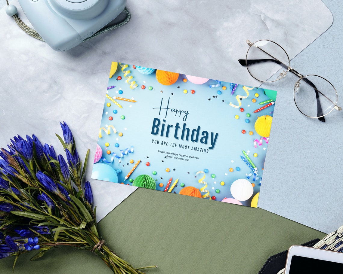Editable Happy Birthday Card, Printable Cards, - Etsy
