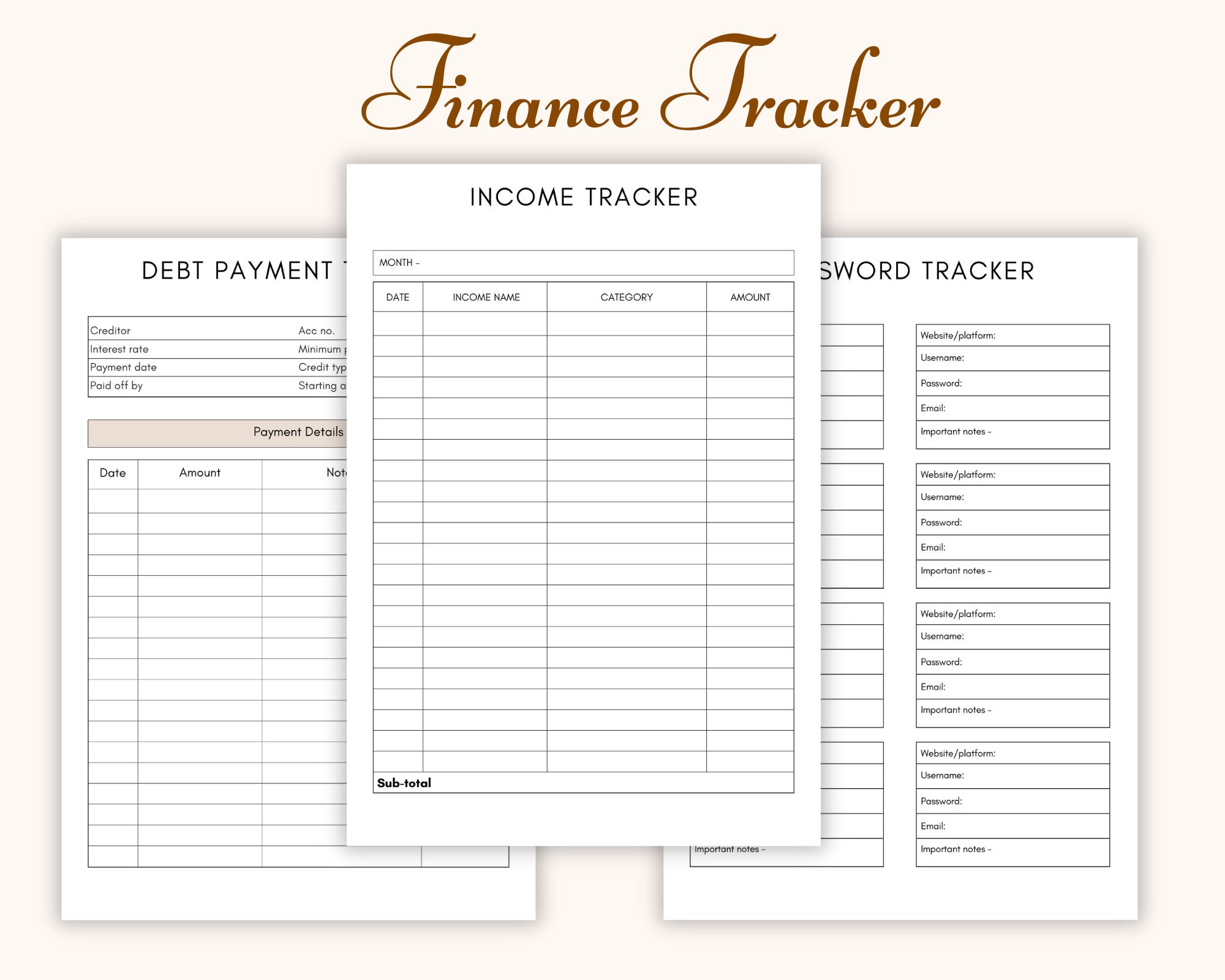 Finance Tracker, Budget Planner Templates, Financial Savings Tracker ...