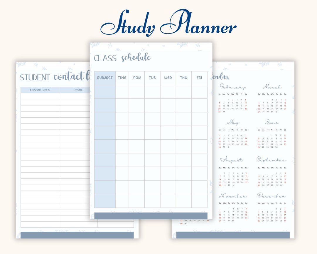 Study Planner, Study Guide Printable, Homework Tracker, Digital ...