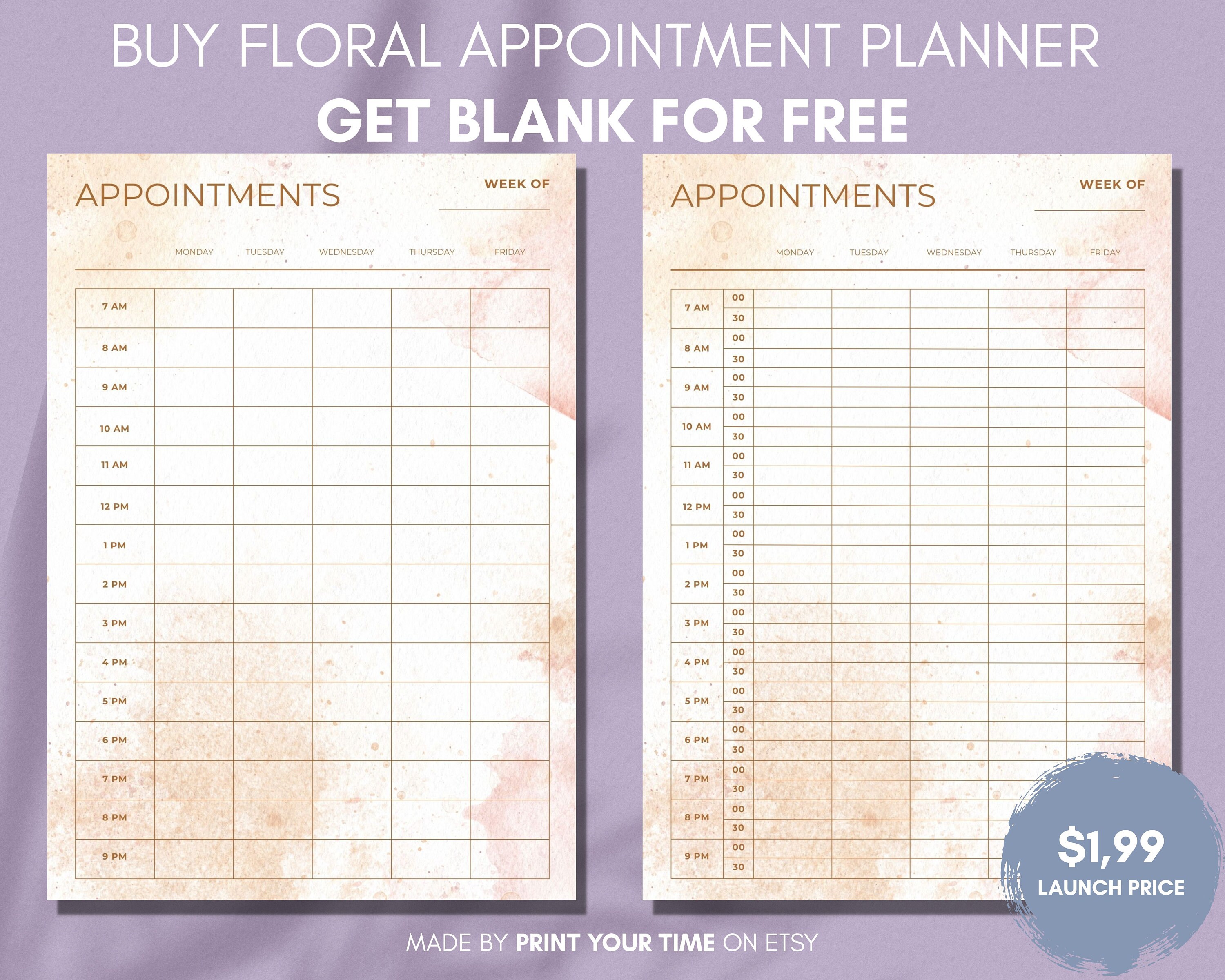 2023 Printable Digital Appointment Book, 30 Minute Interval ...