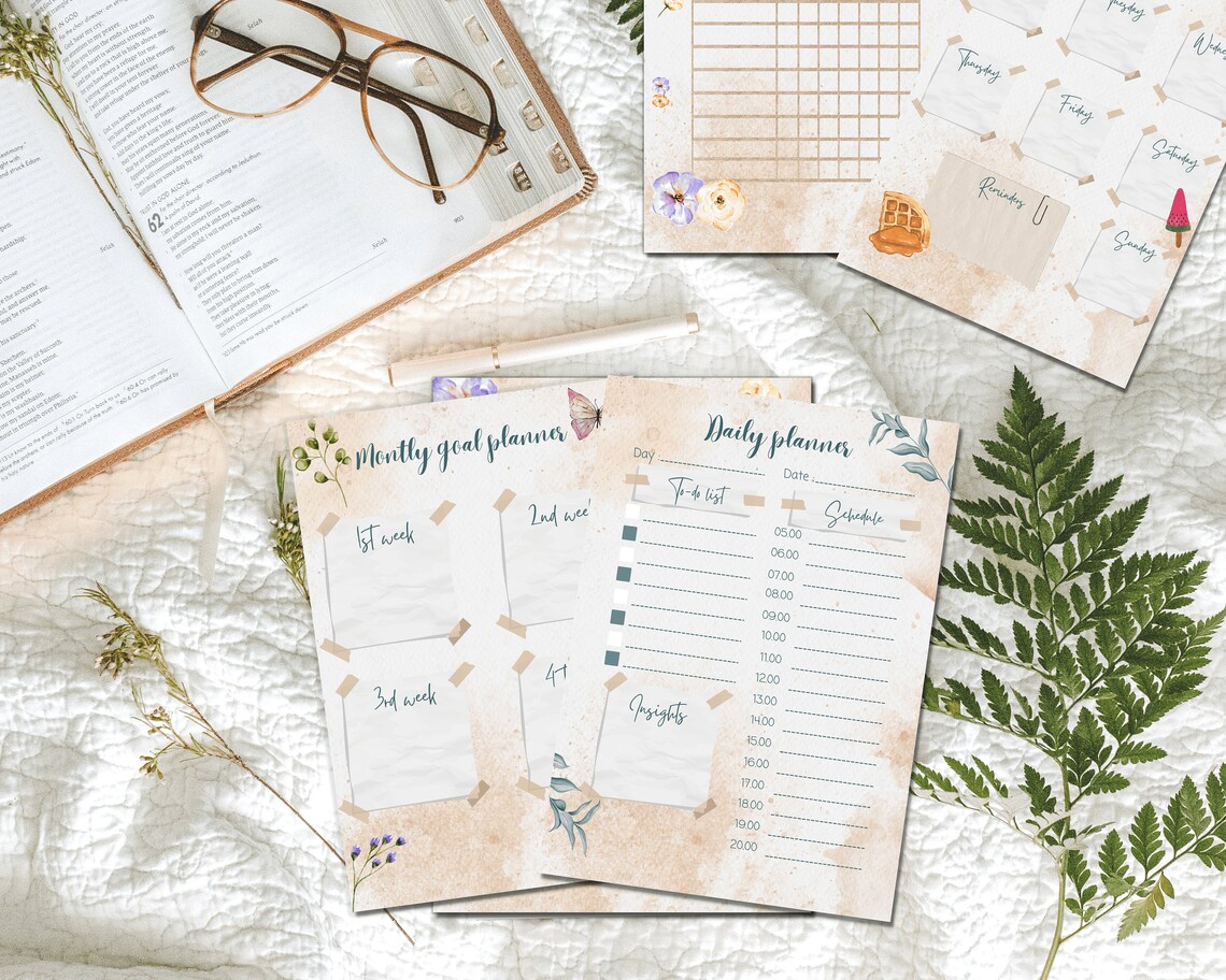 6 Printable Planners, Aesthetic Monthly, Weekly, Daily Planner 2023 ...