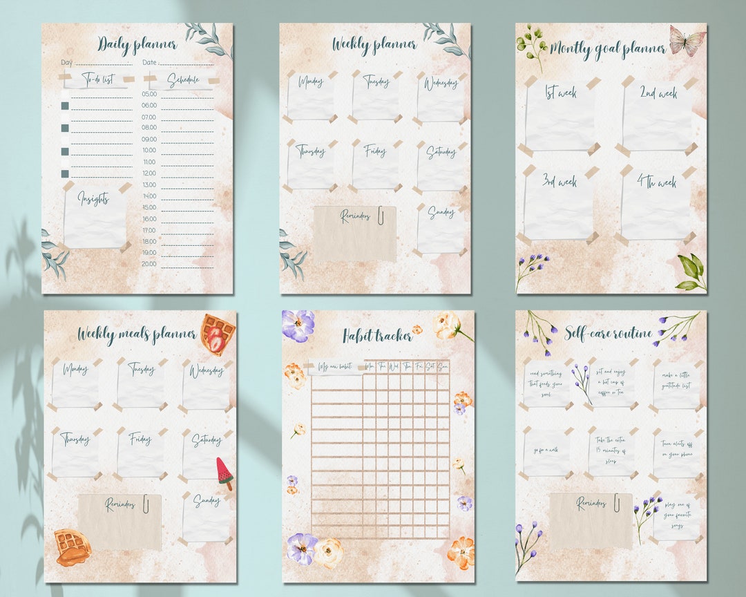 6 Printable Planners, Aesthetic Monthly, Weekly, Daily Planner 2023 ...