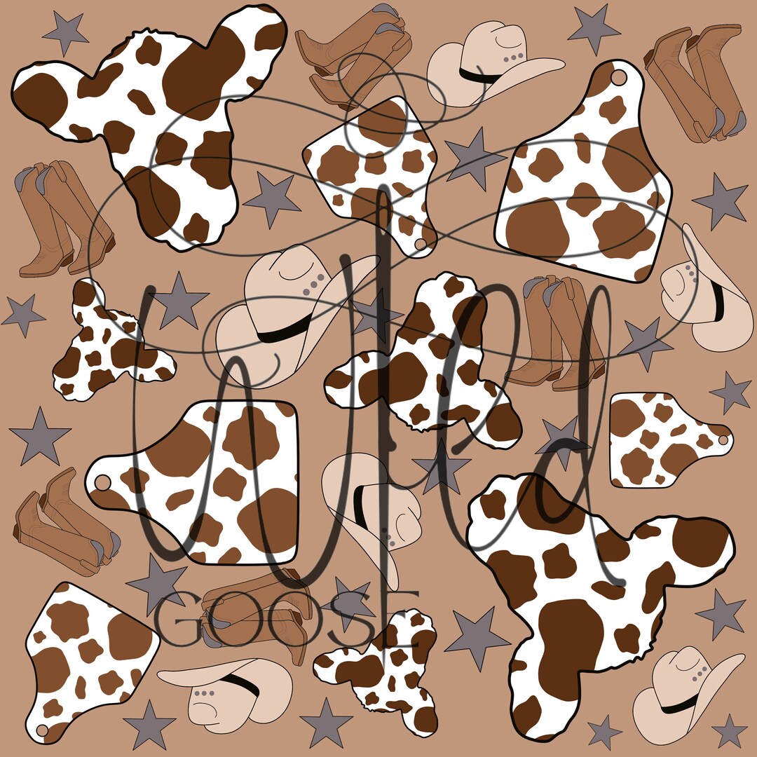 Western,cow-seamless Pattern-non Directional Print - Etsy