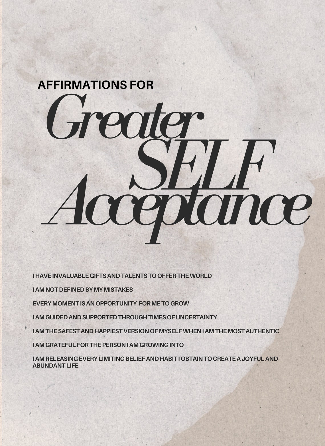 Printable 8x11 Affirmations Poster Affirmations for Self Acceptance Dorm Decor Bedroom Art ...