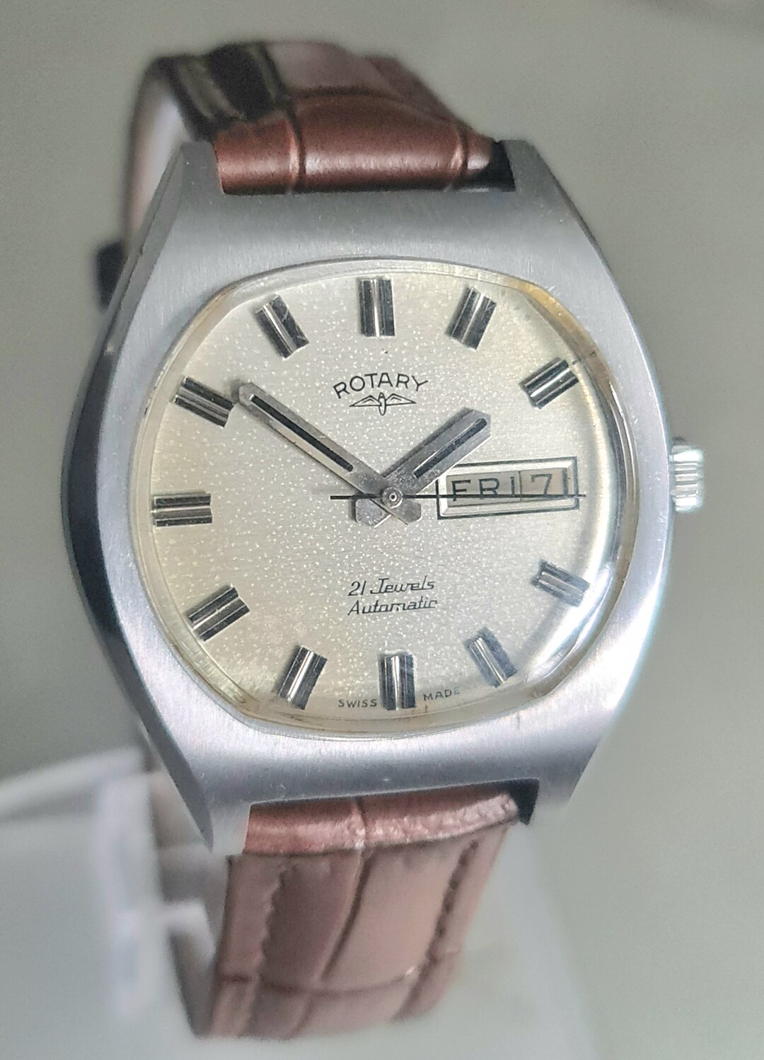 1970s Men's Vintage ROTARY 21 Jewels Automatic Stainless Steel ...