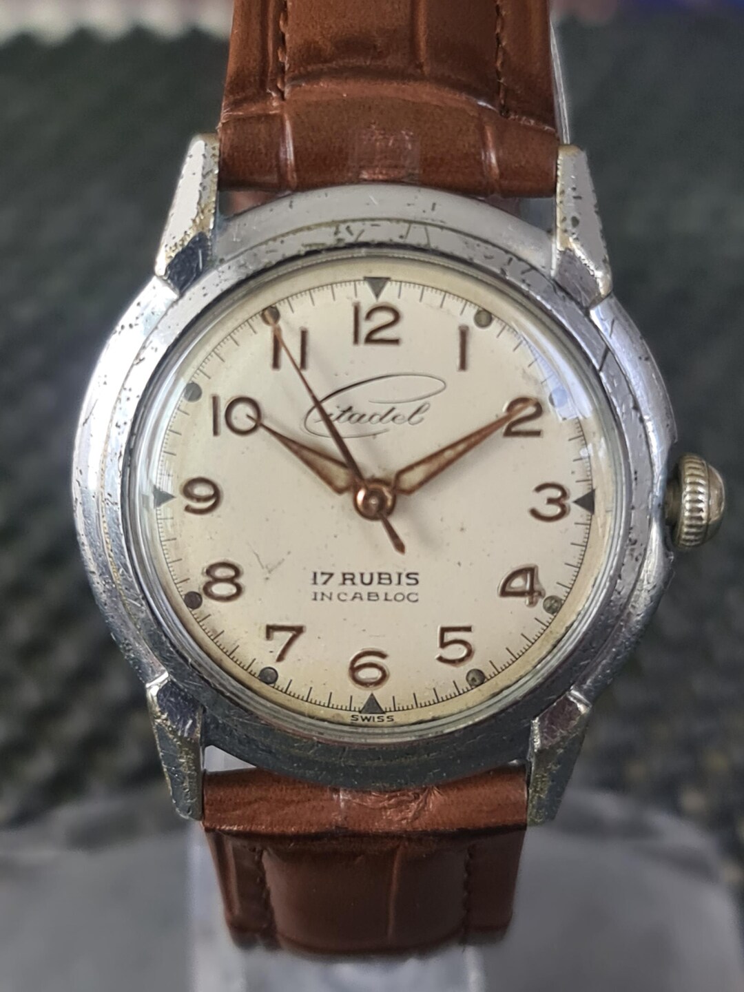 Rare Mens 1940s CITADEL 17 Rubis Incabloc Military Style Mechanical ...