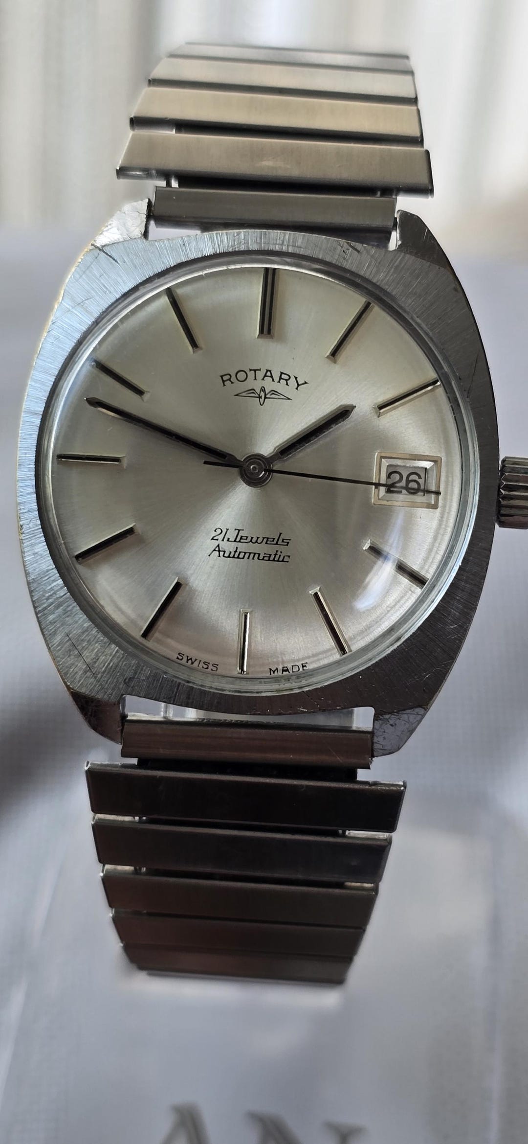 Mens 1970s Vintage ROTARY 21 Jewel Quickset Date Swiss Made Automatic ...