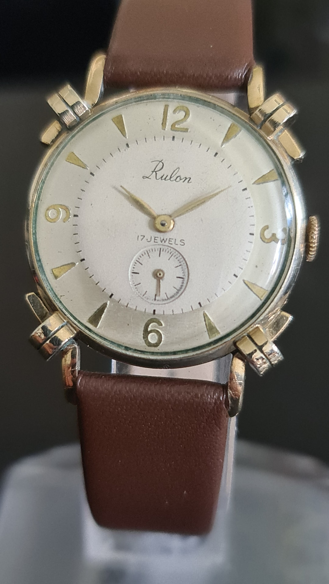 Extremely Rare 1940s Vintage RULON 17 J Pie Pan Dial and Knotted Lugs ...