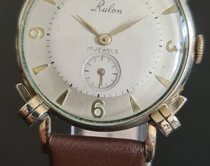 Extremely Rare 1940s Vintage RULON 17 J Pie Pan Dial and Knotted Lugs ...