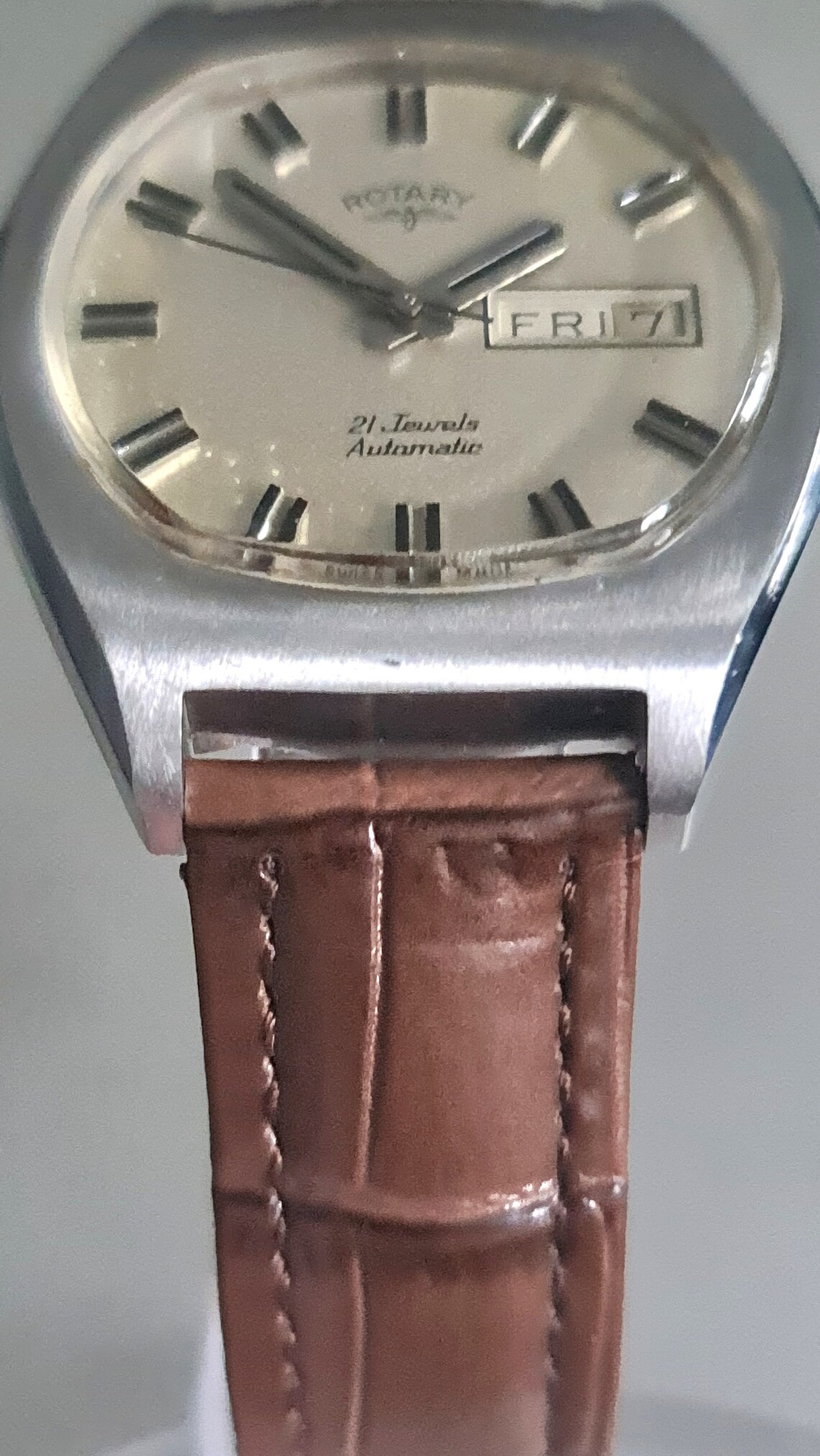 1970s Men's Vintage ROTARY 21 Jewels Automatic Stainless Steel ...