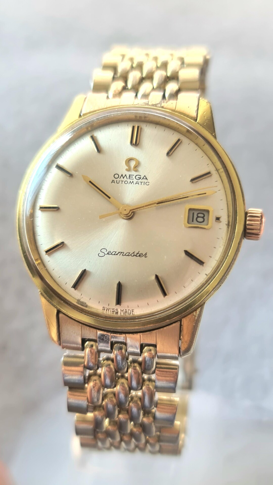 1967 Mens OMEGA SEAMASTER 24 Jewel 565 Automatic Beads of Rice Bracelet ...