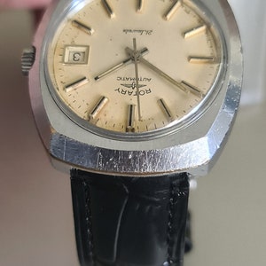 Mens 1970s Vintage ROTARY 25 Jewel Date Swiss Made Automatic Wristwatch ...