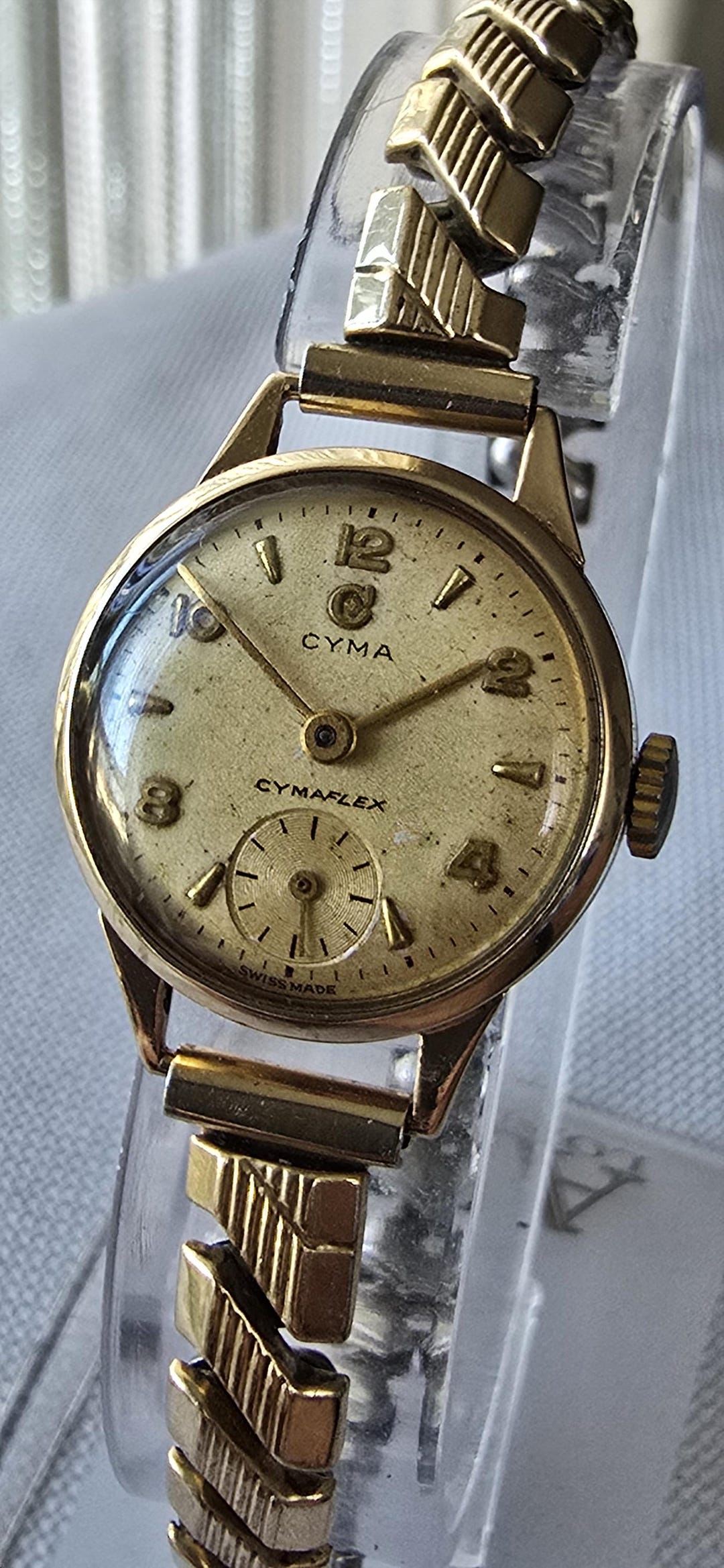 1955 Ladies Vintage Watch 9ct Solid Gold CYMA CYMAFLEX Swiss Made ...