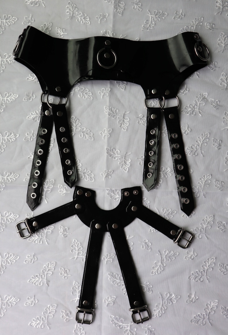Latex Forced Orgasm Control Harness Belt Suspender Fully