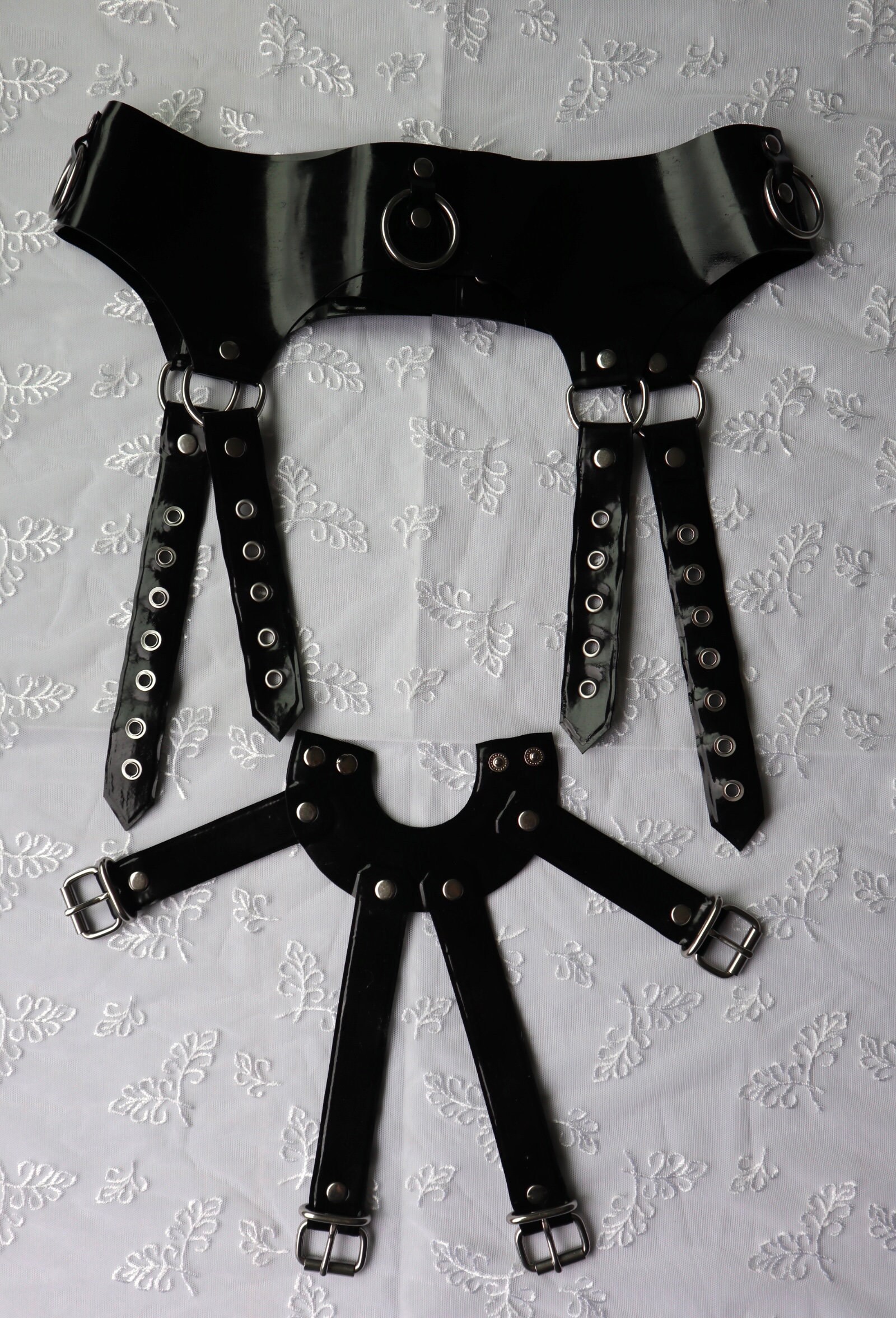 Latex Forced Orgasm Control Harness Belt Suspender Fully