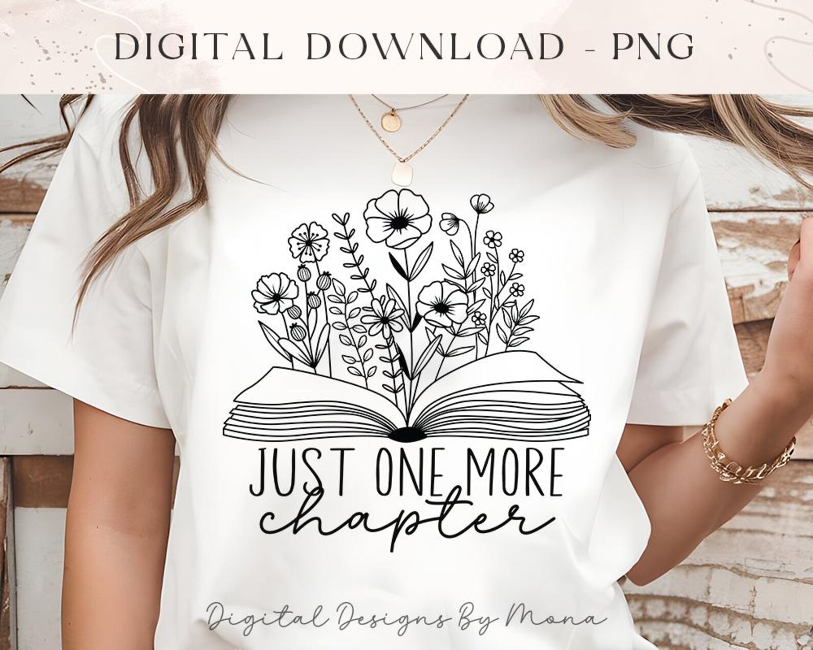 Just One More Chapter PNG, Book Lover PNG, Sublimation Design, Bookworm ...