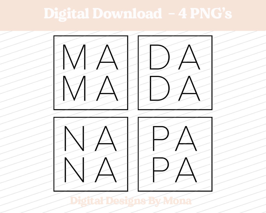 Family Bundle, Mama Square PNG, Dada Square Graphic, Nana Square Design ...