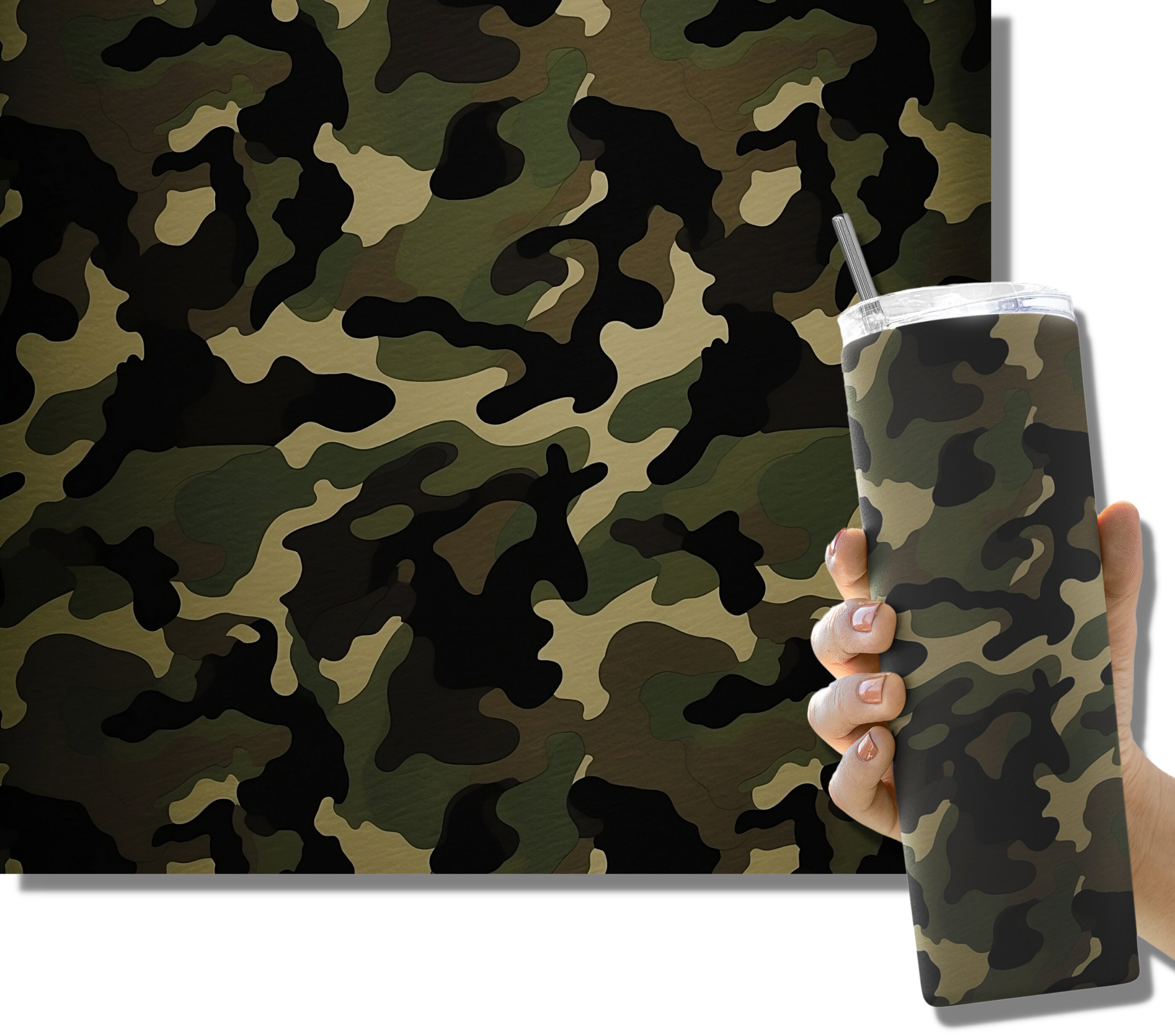 Camo 20 Oz Skinny Tumbler Sublimation Design, Instant Digital Download ...