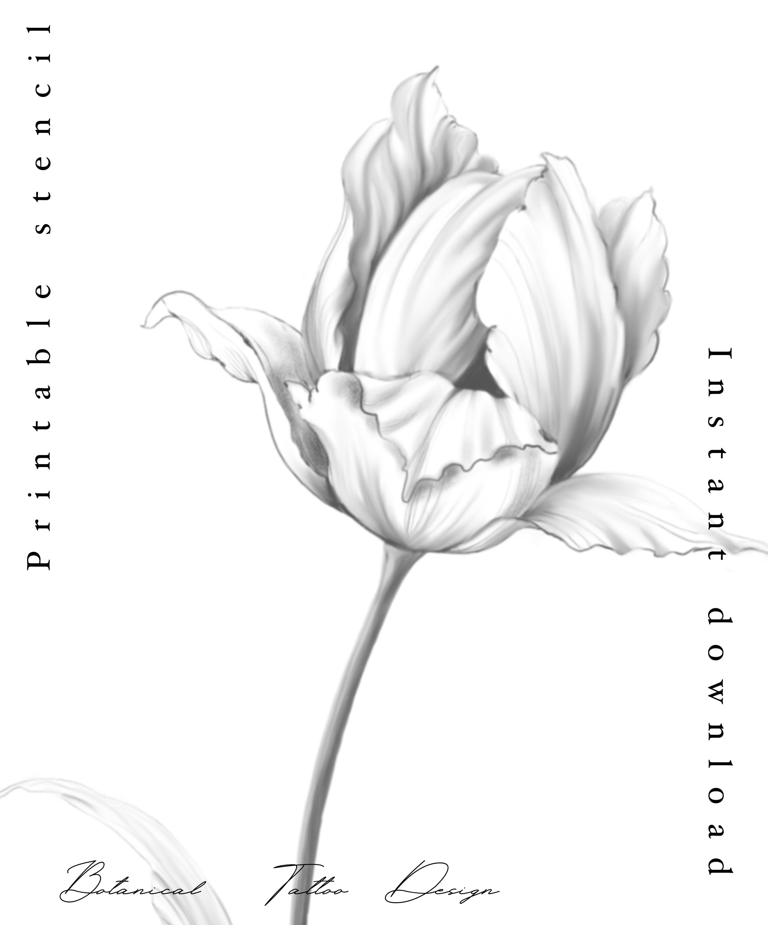 Tattoo Design Tulip Flower Printable Stencil Custom Tattoo Design ...
