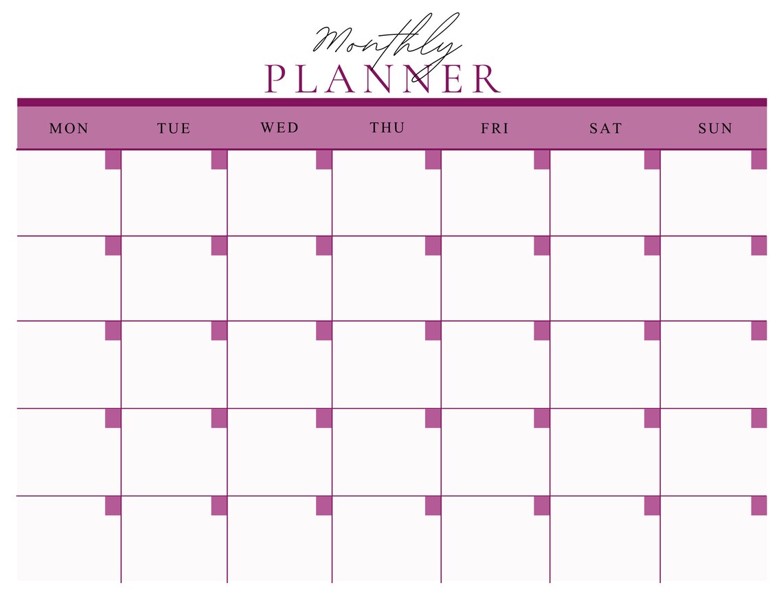 Undated Monthly Planner Landscape Layout Tracker - Etsy