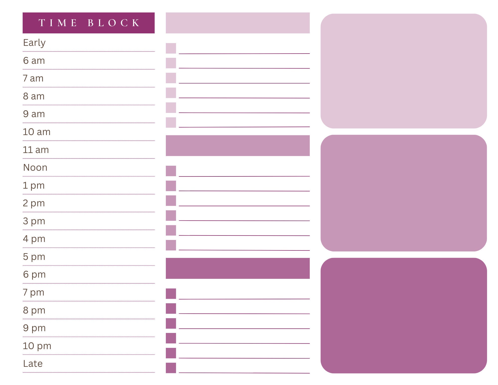 Daily Planner Time Block Landscape Layout Printable | Habit Tracker ...
