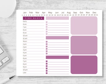 Weekly Planner Time Block Landscape Layout Printable | Habit Tracker ...