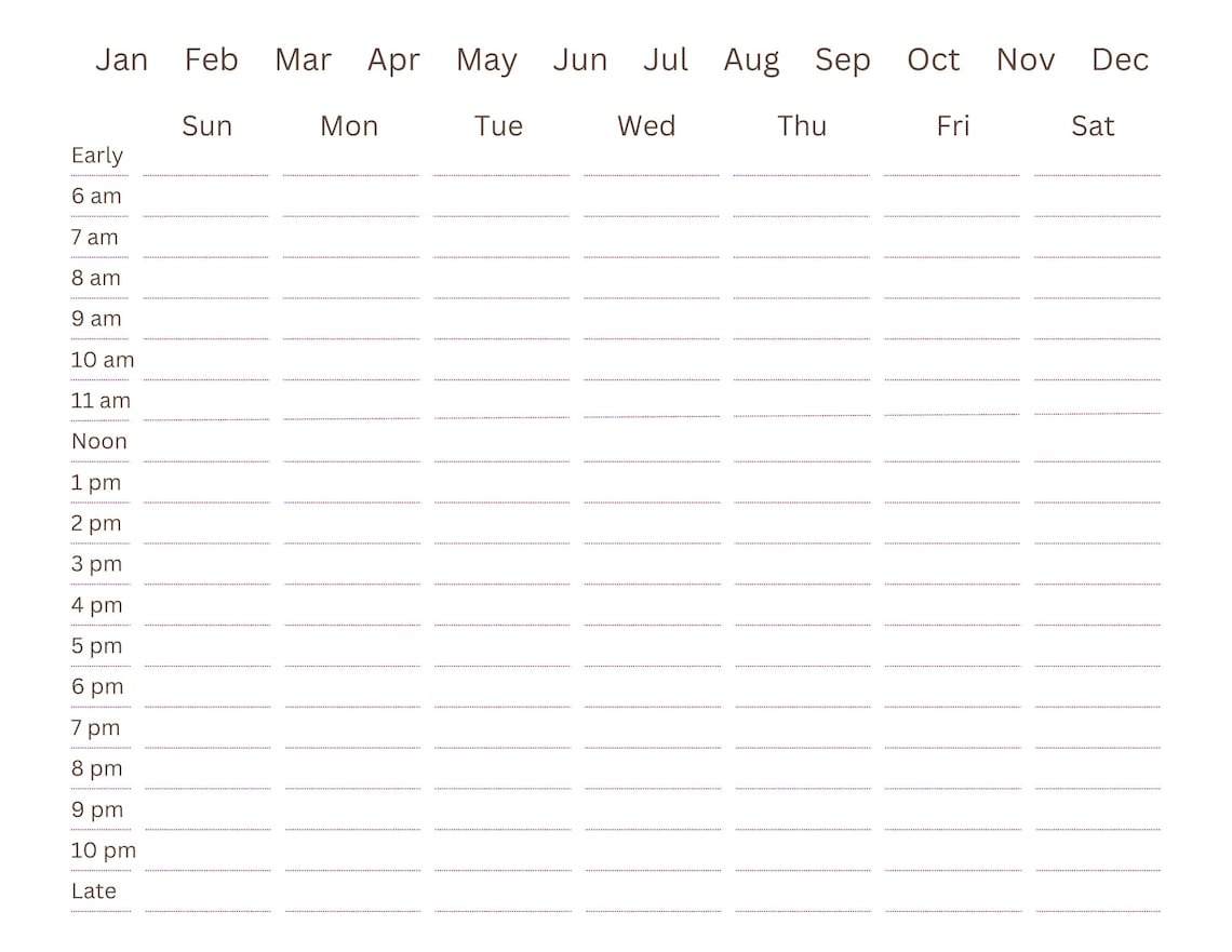 Weekly Planner Time Block Landscape Layout Printable | Habit Tracker ...