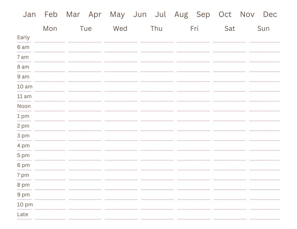Weekly Planner Time Block Landscape Layout Printable | Habit Tracker ...