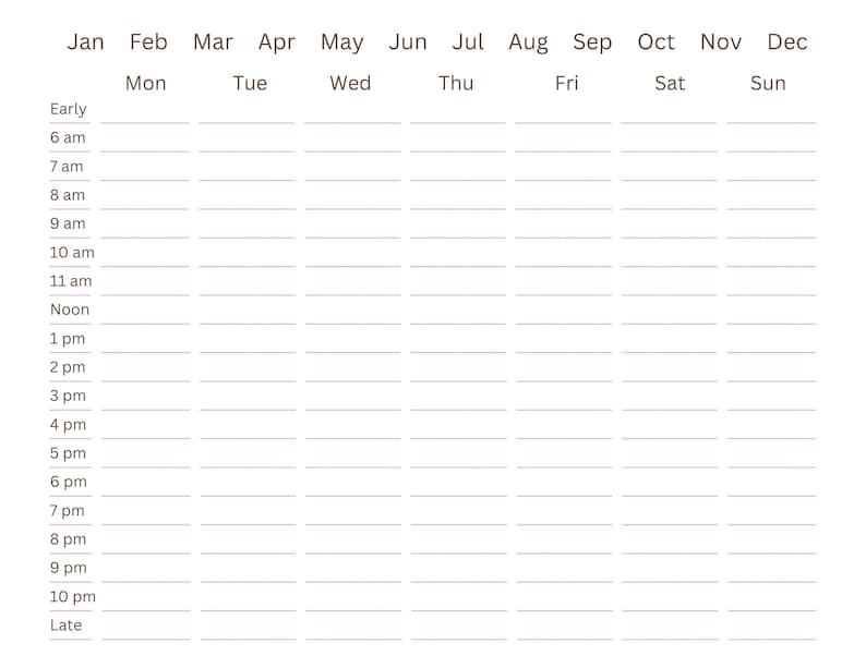 Weekly Planner Time Block Landscape Layout Printable | Habit Tracker ...