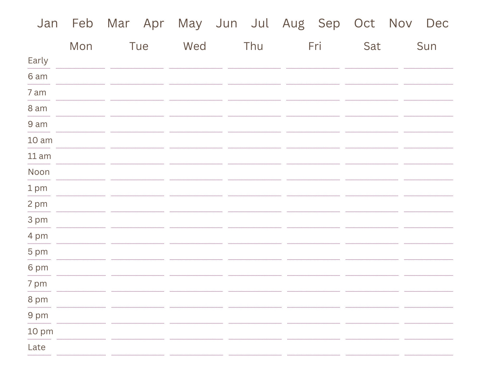 Weekly Planner Time Block Landscape Layout Printable | Habit Tracker ...