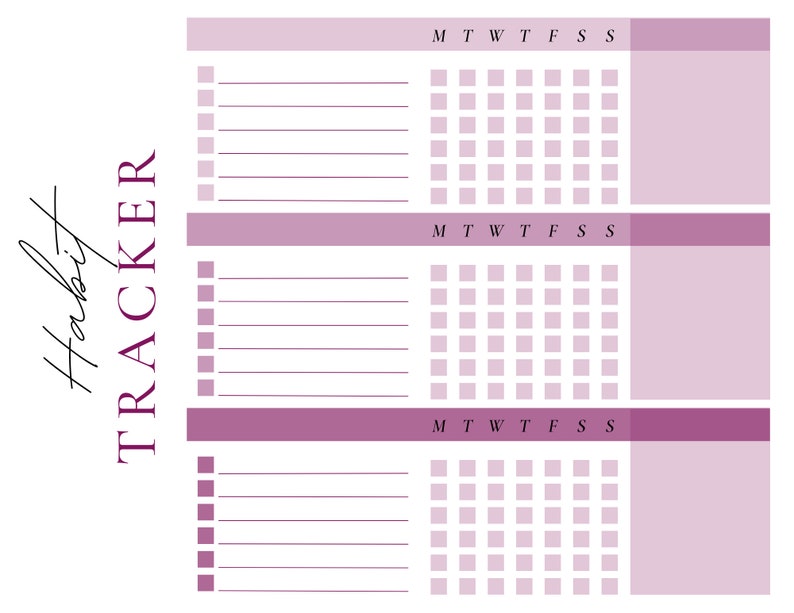 Weekly Habit Tracker Printable | Landscape Layout Habit Planner | Habit ...