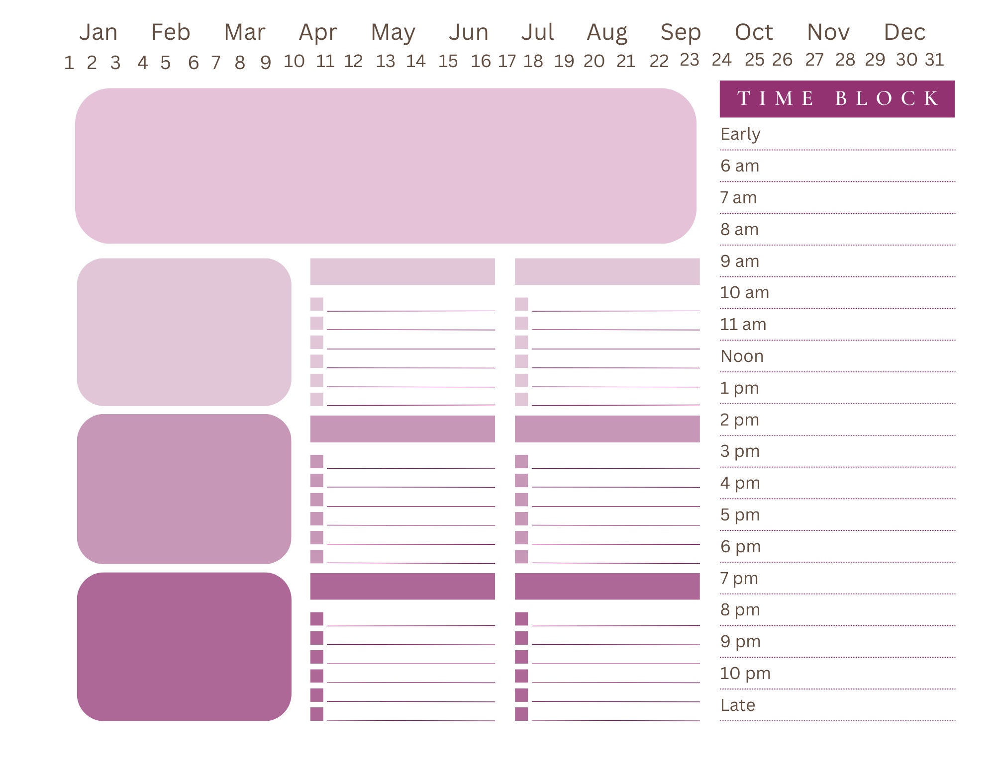 Daily Planner Time Block Landscape Layout Printable | Habit Tracker ...