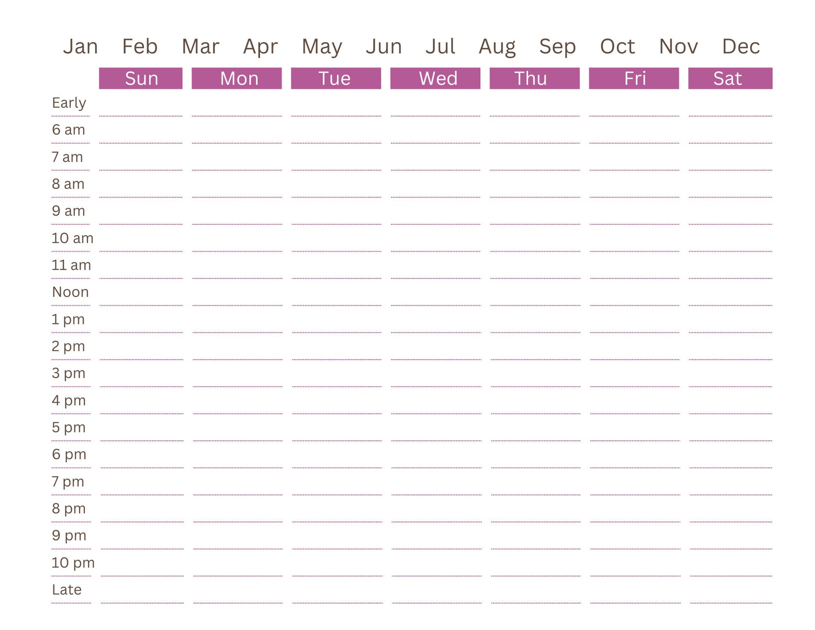 Weekly Planner Time Block Landscape Layout Printable | Habit Tracker ...