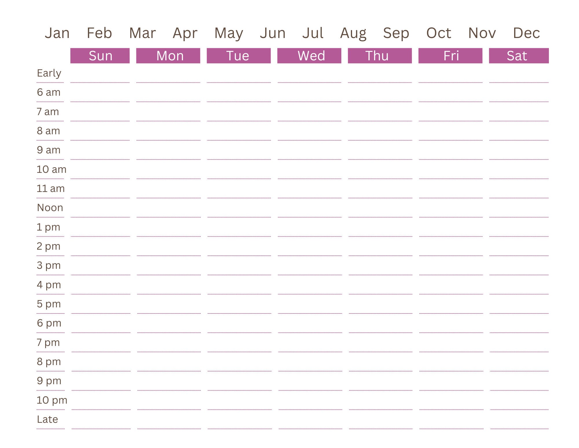Weekly Planner Time Block Landscape Layout Printable | Habit Tracker ...