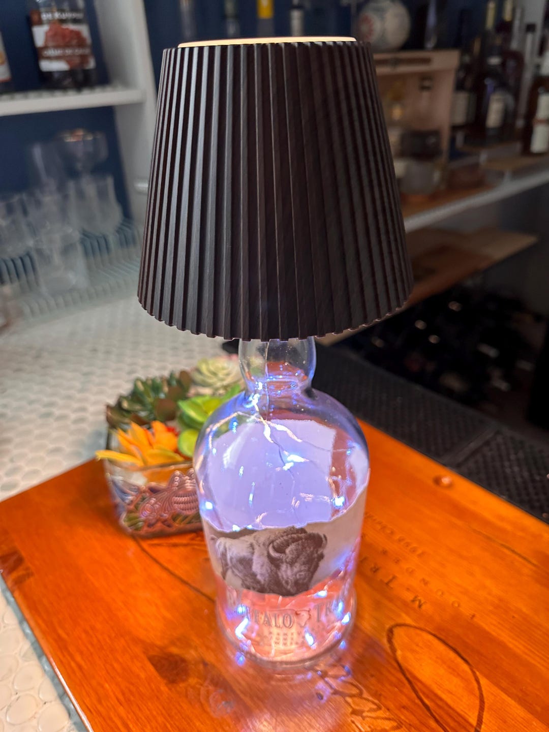 Lighted Upcycled Buffalo Trace Bourbon Bottle Filld With Lights and ...